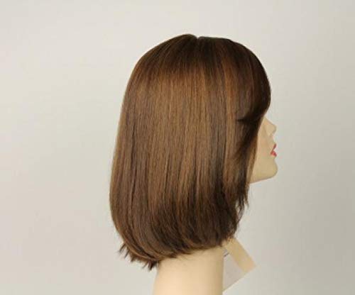 Freeda European human hair wig - Liberty Light Brown with Blended Lowlights and Highlights Skin Top Size S