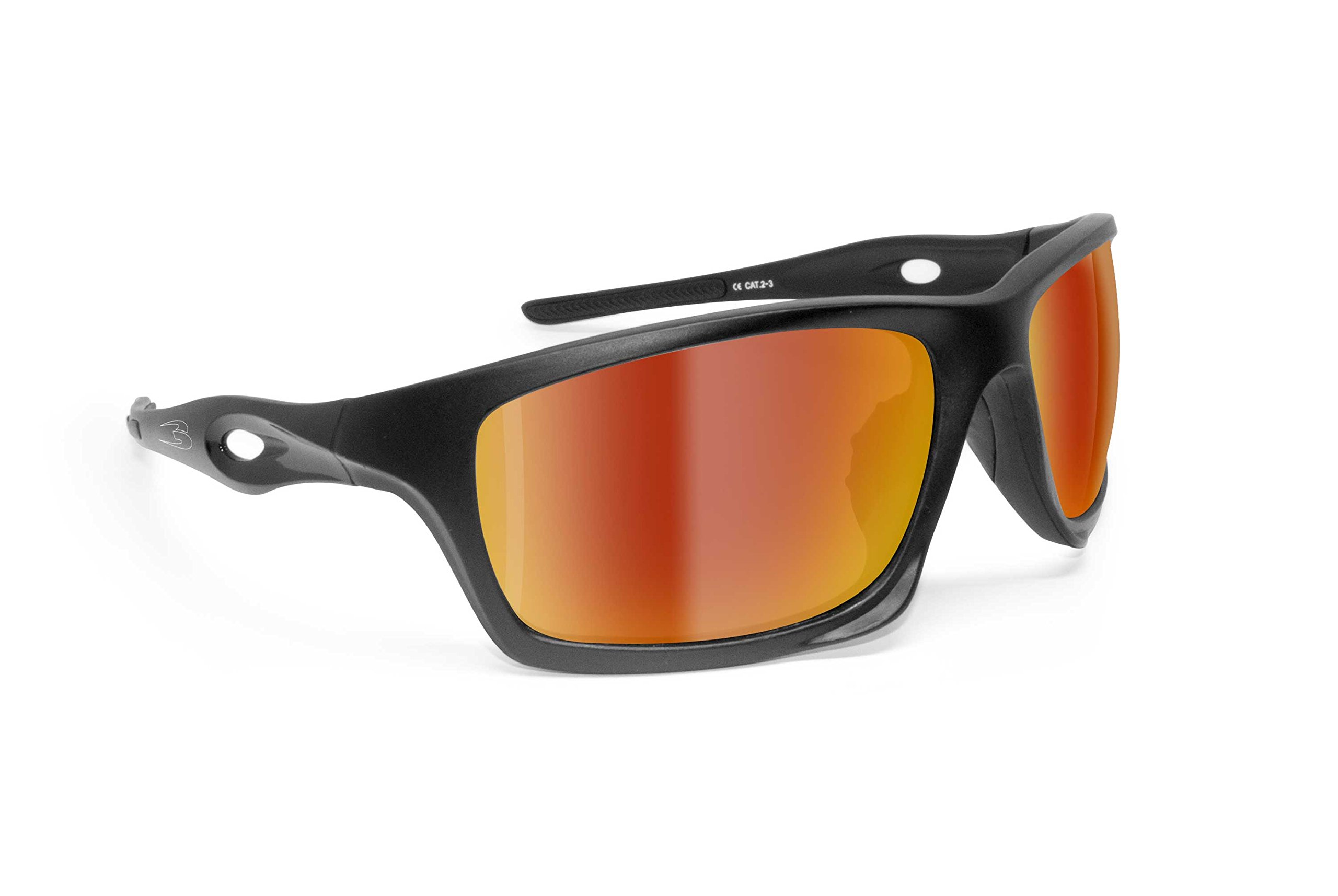 Bertoni Photochromic Sport Sunglasses for Cycling Running Ski Motorcycle MTB Fishing – mod. Omega Italy (Matt Black - Photochromic)