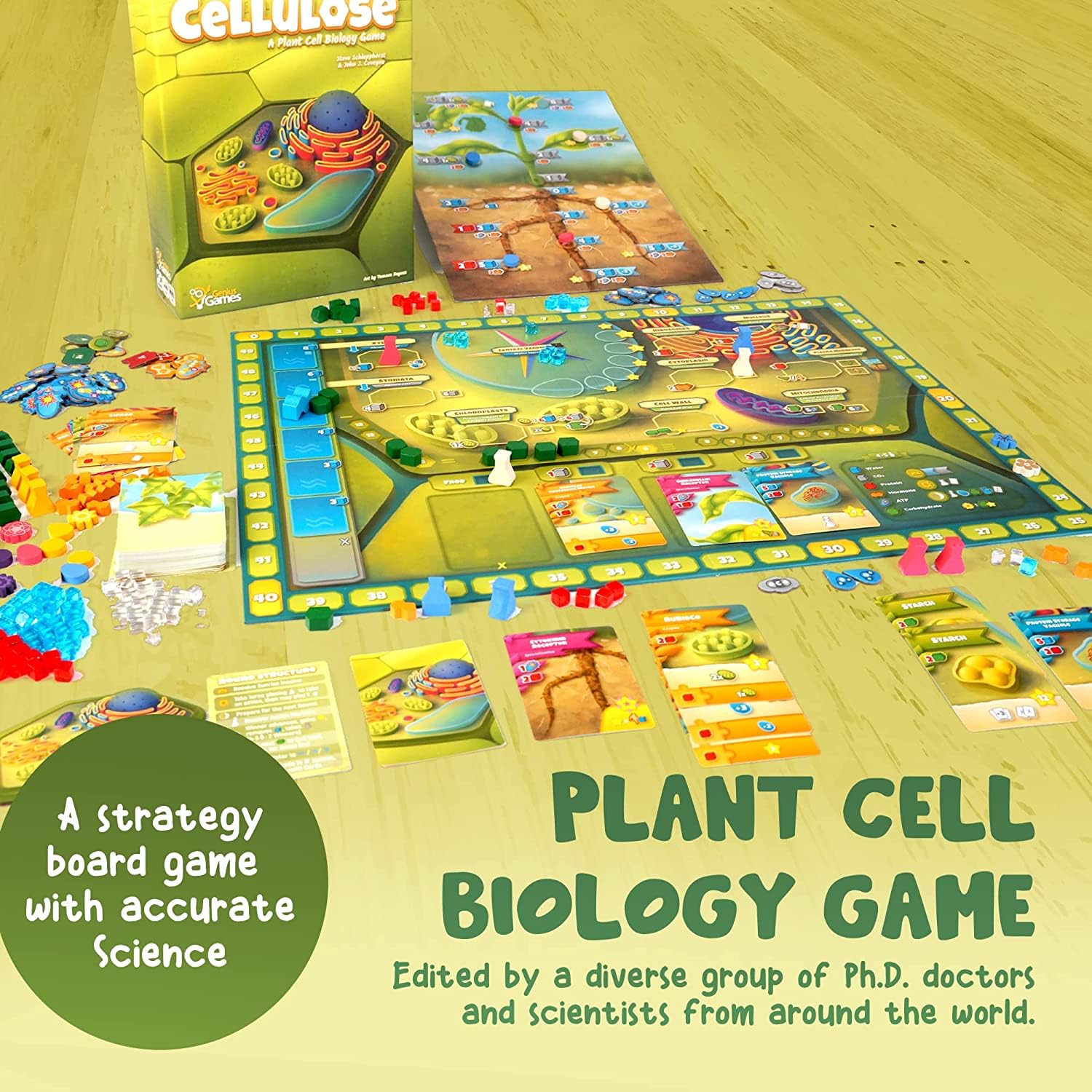 Cellulose: A Plant Cell Biology Game | MENSA Recommended Strategic & Entertaining Game to Learn Photosynthesis, DNA & Biochemistry | Educational STEM Board Game for Families, Students & Teachers