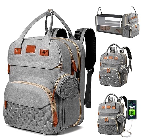 Arrozon Diaper Bag Backpack, Baby Shower Gifts, Diaper Bag for Boys Girls, Waterproof Travel Baby Bag with Changing Station, Baby Registry Search Baby Essentials (Grey)