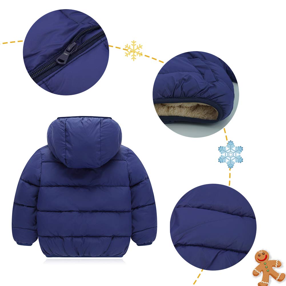 Happy Cherry Boys Blue Winter Hooded Bubble Coat Warm Down Jacket Thick Outerwear for 6 to 7 years old