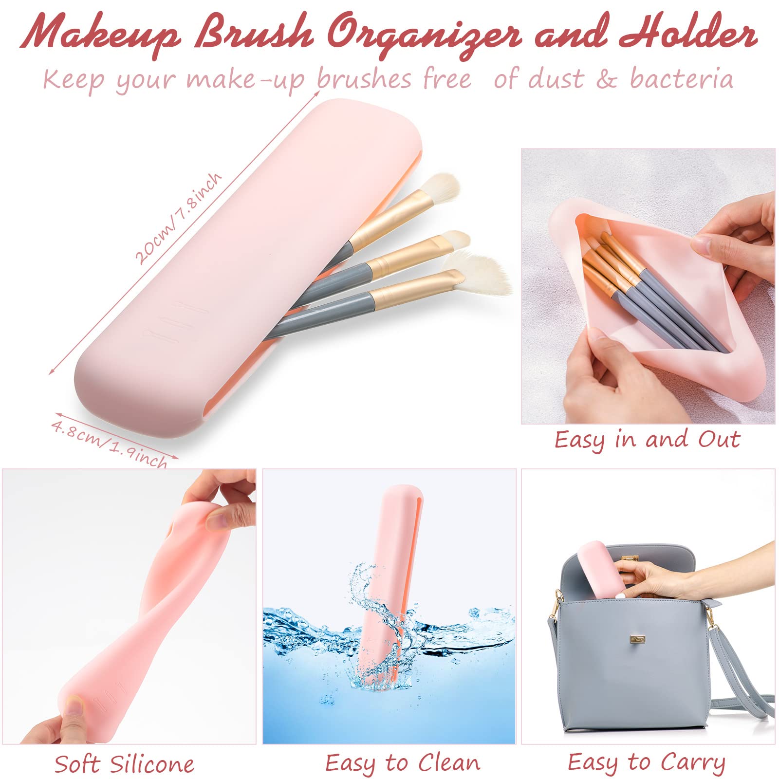 4 Pcs Travel Bottles for Toiletries with a Makeup Sponge Holder and a Makeup Brush Holder Travel Size Containers Shampoo Conditioner Bottle Makeup Egg Storage Box Silicon Portable Cosmetic Brush Case
