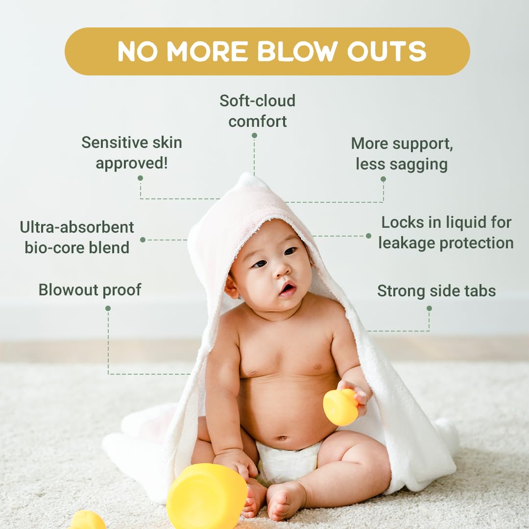 Happy Little Camper Ultra-Absorbent Natural Baby Diapers Size 5 - Hypoallergenic, Unscented & Chlorine-Free Disposable Diapers (150 Count) Come with Flushable Wipes (200 Count) for Sensitive Skin