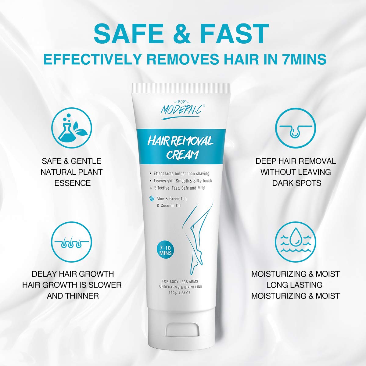 POP MODERN.C Aloe Hair Removal Cream For Men or Women Sensitive Formula Bikini Remove Cream Painless Hair Remover Moisturizing For Body Arm Leg Armpit Gifts