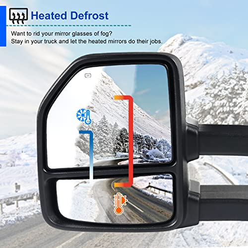 Spec-D Tuning Chrome Power Heated Telescoping Tow Mirrors LED Signal Compatible with Ford F150 2007-2014