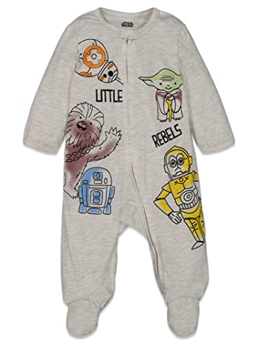 STAR WARS Baby Boys 2 Pack Sleep N' Play Footies Chewbacca Yoda R2-D2 3-6 Months