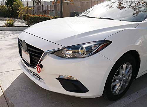 iJDMTOY Red Track Racing Style Tow Hook Ring Compatible With 2014-up Mazda3 Mazda6, 2013-up Mazda CX-5 & 2016-up Mazda MX-5, Made of Lightweight Aluminum