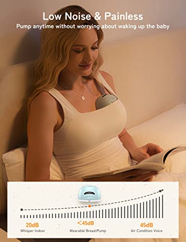 Besrey Wearable Breast Pump Hands Free with 3 Mode 12 Levels, Double Portable Electric Breast Pump of LED Display, Memory Function, Leak-Proof & Low Noise, 24mm All-in-One Painless Breastfeeding Pump