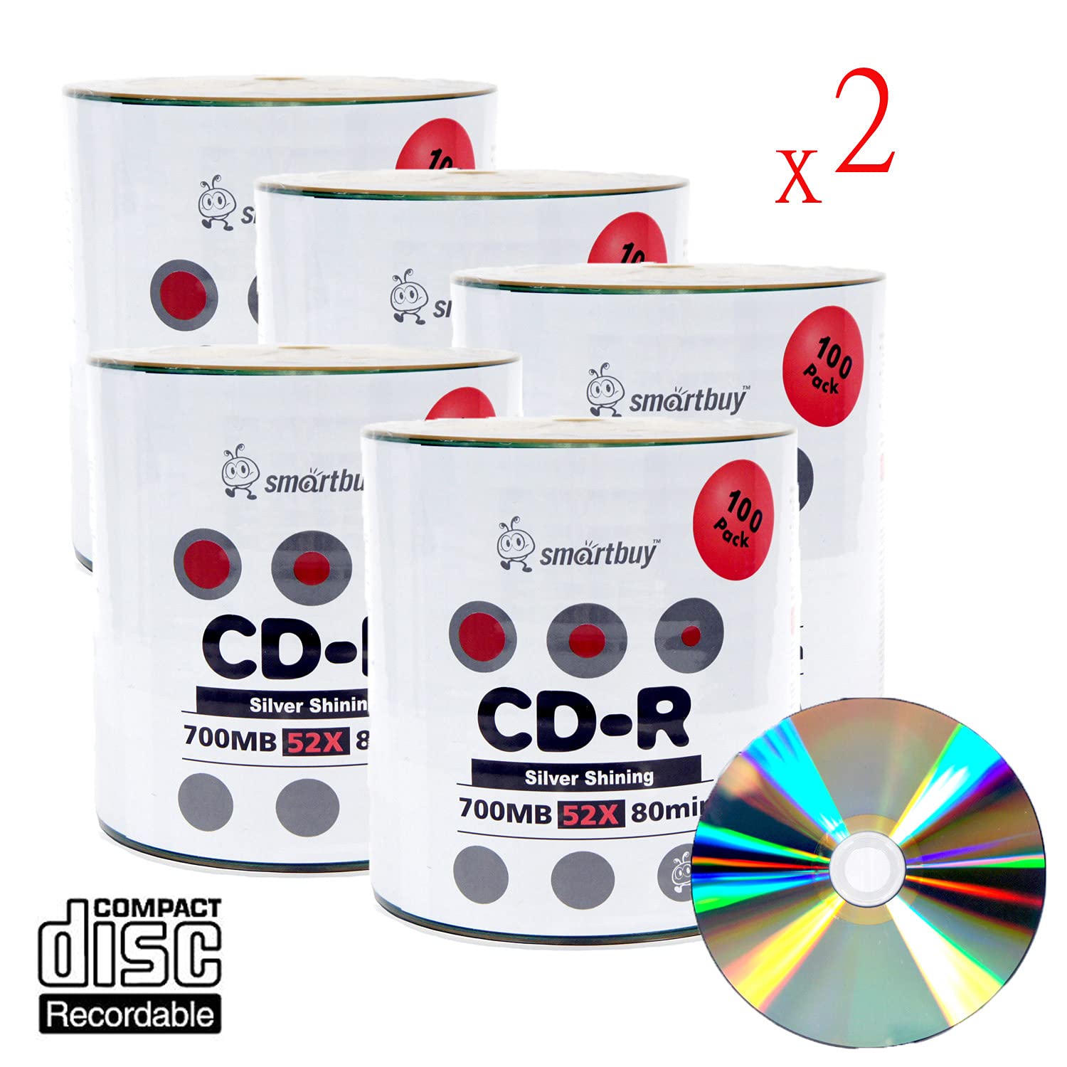 Smartbuy 1000-disc 700mb/80min 52x CD-R Shiny Silver Top Blank Recordable Media Disc