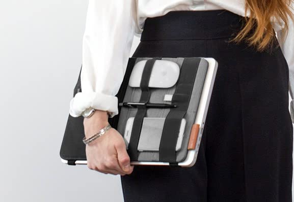 Beblau FOLD Portable Tech Organizer attachable to your Devices | Desktop Organizer Office, Home & School | Working from Home Solution | Laptop accessories Backpack Insert FATHERS GIFT| DARK