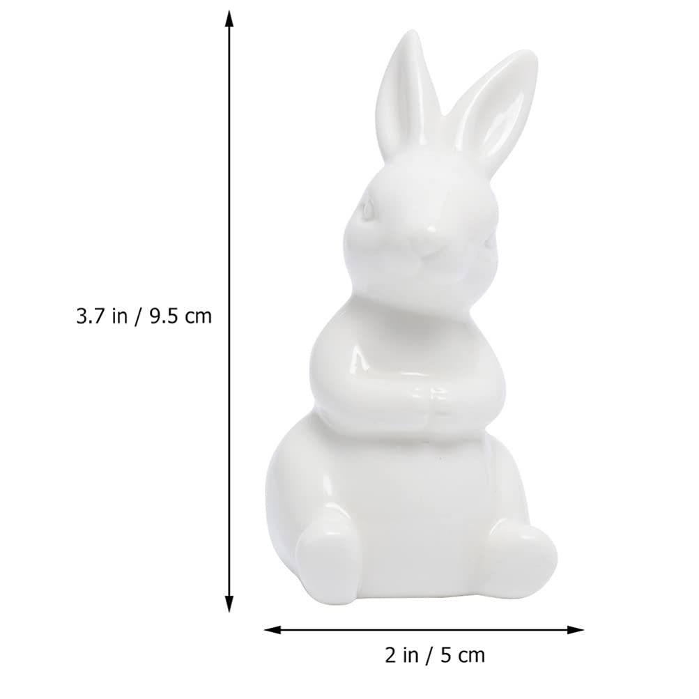 BESPORTBLE 2pcs Ceramics Bunny Figurine Easter White Bunny Figurines Home Decor Rabbits Ornaments for Home Easter Garden Micro Landscape Decor