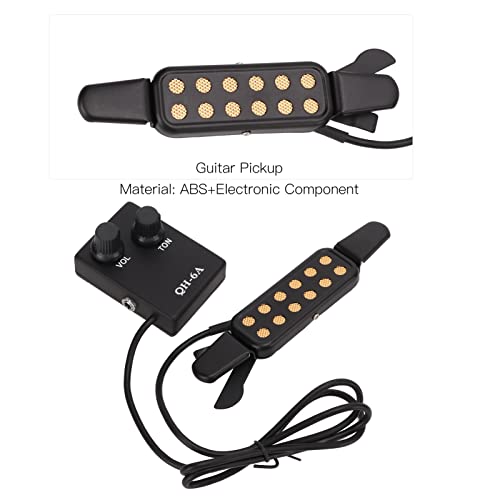 Acoustic Guitar Pickup, Long Life Time Volume Adjustable Easy Installation Wooden Guitar Pickup with Connecting Cable for Musical Instrument