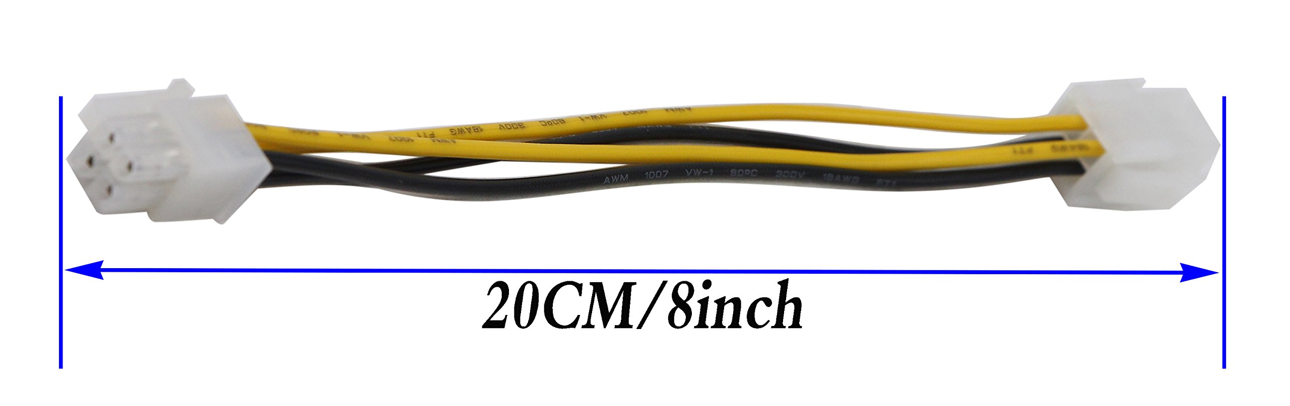 zdyCGTime(2-Pack) 4-Pin Molex M/F SATA Cable ATX 12V Power Supply 4-Pin CPU Male to Female CPU Motherboard Power SATA Extension Cable(20CM/8 Inch)