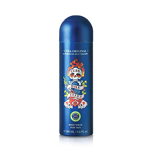 Cuba Original by Parfums Des Champs Wild Heart Men Body Spray 6.6 oz,I0101712