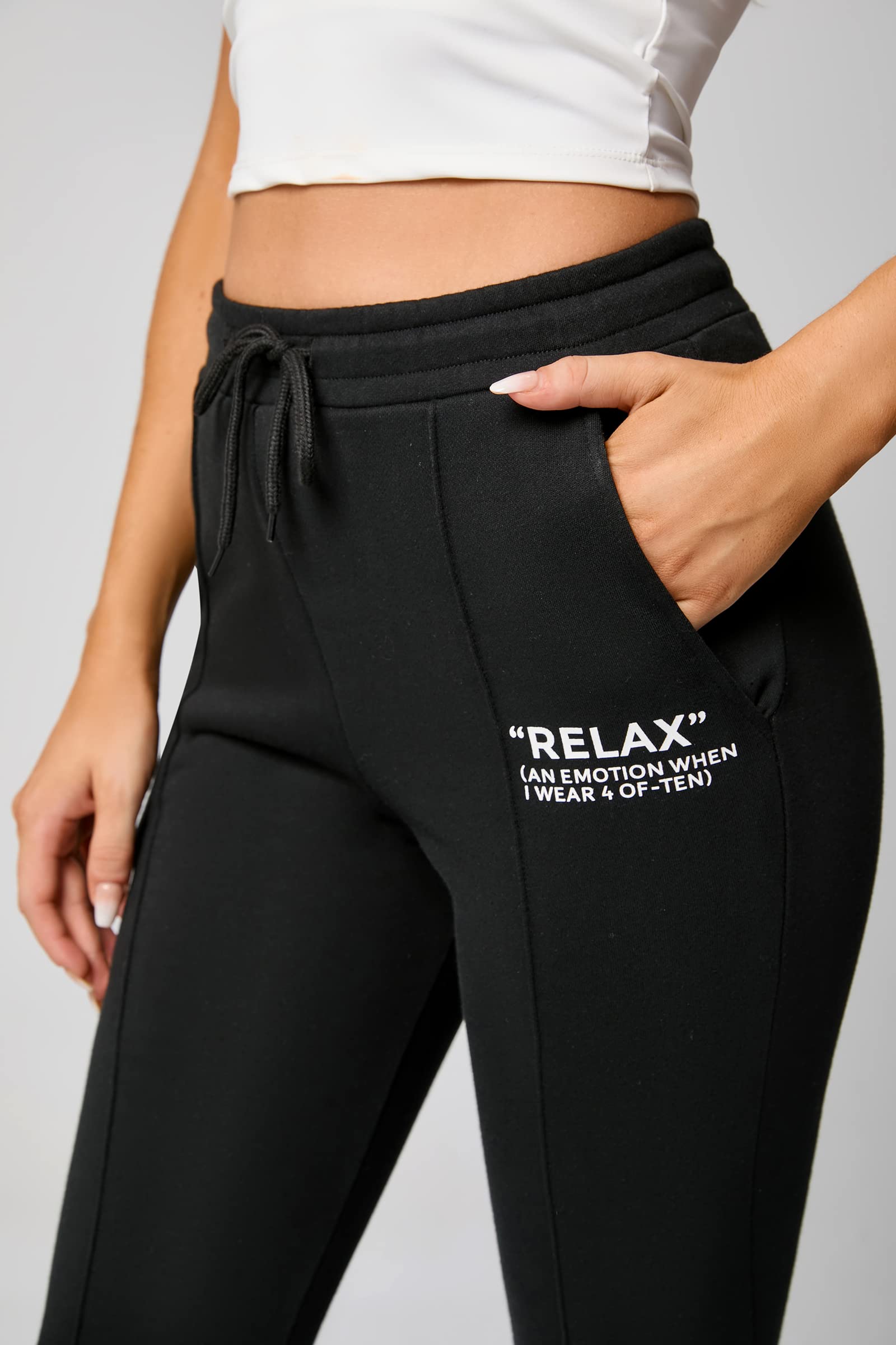 4 of-ten Split Hem Flare Sweatpants for Women Joggers with Pockets High Waisted Bootcut Lounge Pants Yoga Workout(Black, L)