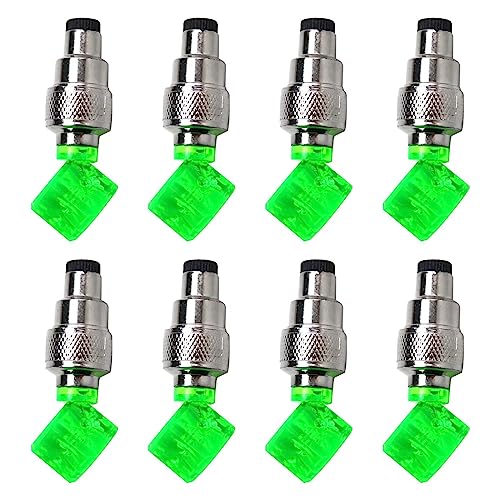 8 PCS LED Wheel Lights Flash Light Tire Valve Cap Lamp for Car Trucks Motorcycle Bike (Dice, Green)