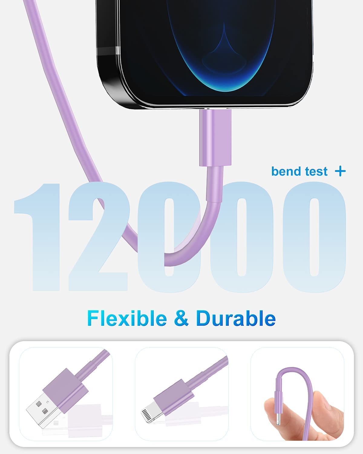 4 Pack [Apple MFi Certified] Apple Charging Cables 3ft, iPhone Chargers Lightning Cable 3 Foot, Fast iPhone Charging Cord for iPhone 14/14Pro/13/13Pro/12/11/11Pro/11Max/ X/XS/XR/XS Max/8, ipad(Purple)