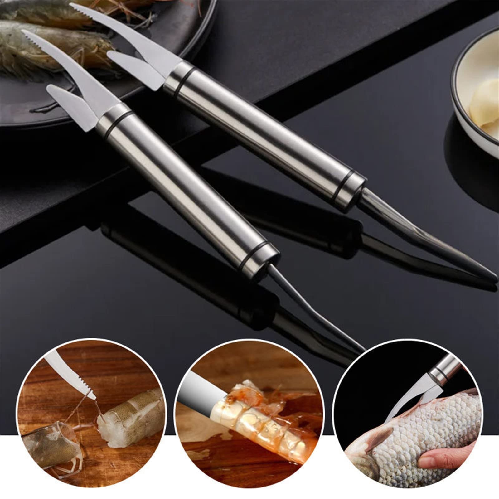 5 in 1 Multifunctional Shrimp Line Fish Maw Knife, 304 Stainless Steel Shrimp Peeler, Fish Scale Remover for Kitchen