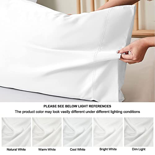 BEDELITE Pillow Cases Standard Size Set of 2, Rayon Derived from Bamboo, Cooling Pillow Cases for Summer Hot Sleepers & Night Sweats, Breathable Silky Soft Envelope Pillowcases(White, 20"x26")
