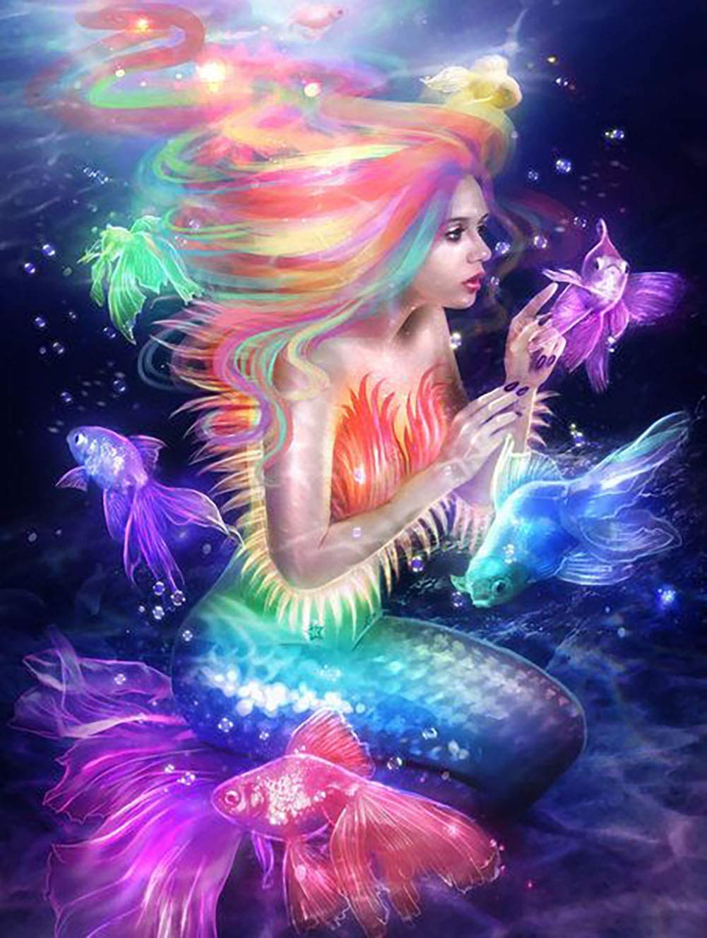 5D DIY Diamond Painting Mermaid 16X20 inches Full Round Drill Rhinestone Embroidery for Wall Decoration