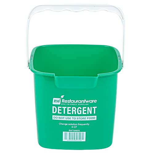 RW Clean 6 Quart Cleaning Buckets, 10 Detergent Square Buckets - With Measurements, Built-In Spout And Handle, Green Plastic Utility Buckets, For Home Or Commercial Use, - Restaurantware