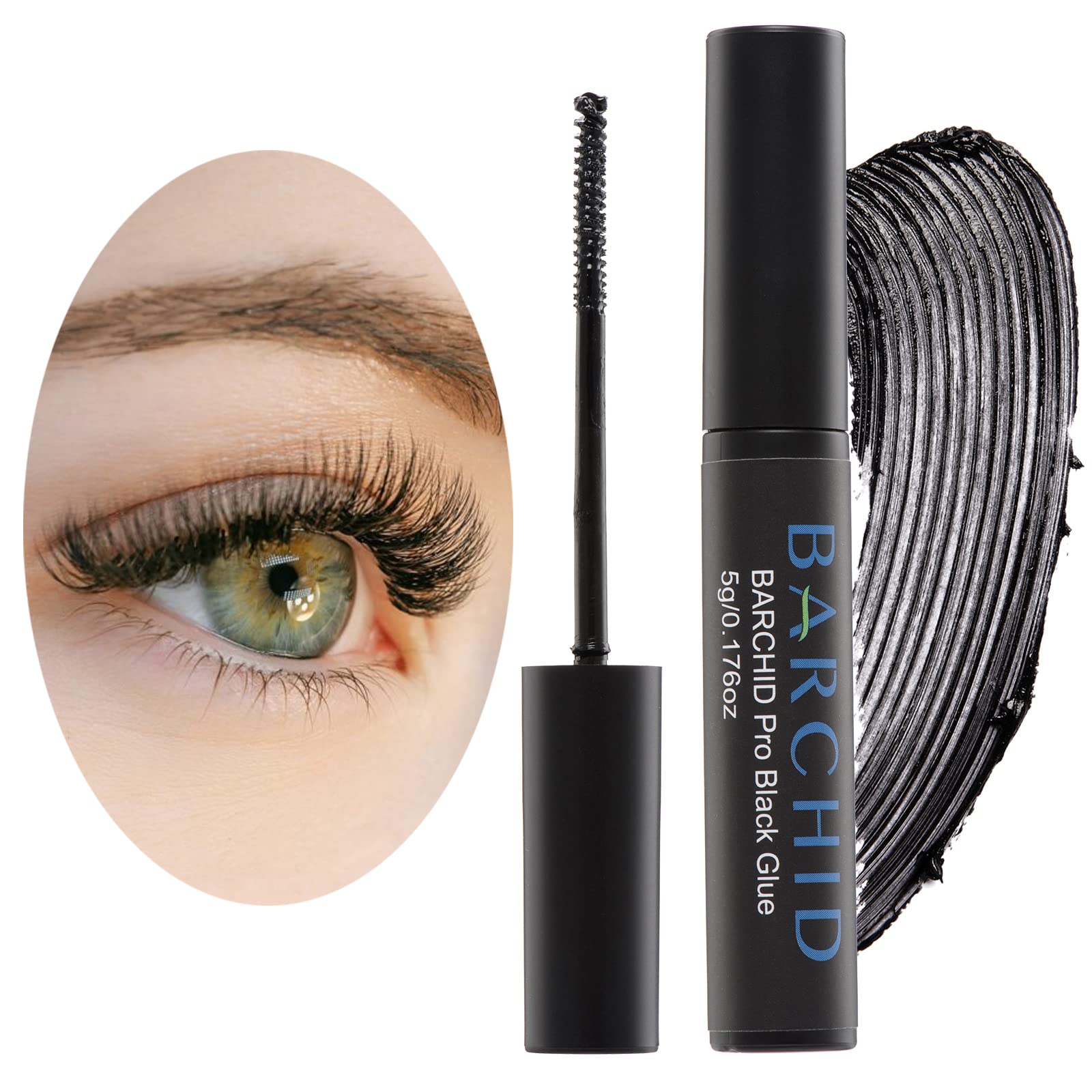 BARCHID Eyelash Glue, Lashes Glue Waterproof Eyelash Glue Super Strong Hold False Eyelash Glue Suitable for Sensitive Eyes, White(Dries Clear) 0.176 oz