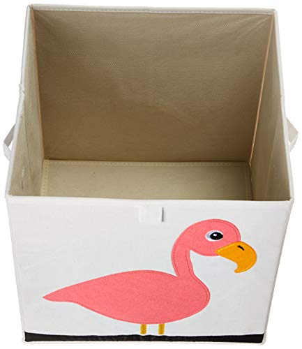 E-Living Store Collapsible Storage Bin Cube for Bedroom, Nursery, Playroom and More 13x13x13" - Flamingo