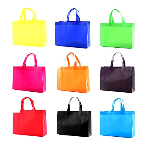 Cihomia 100PCS Custom Non-woven Bags Tote Gift LogoTravel Kitchen Shopping Reusable Grocery Bag with Handle (one color, horizontal)
