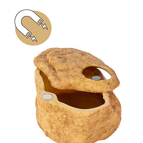 REPTIZOO Reptile Hide Cave, Snake Cave and Hides, 3-in-1 Magnetic Attraction Cave for Snake, Ball Python, Geckos Reptiles (Large Size)