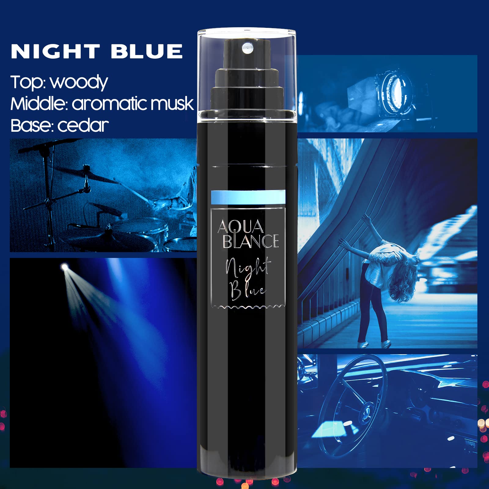 AQUA BLANCE Body Spray for Men, Pack of 3, Each 3.4 Fl Oz, Total 10.2 Fl Oz, Deodorant for Men Refreshing Fragrance Mist