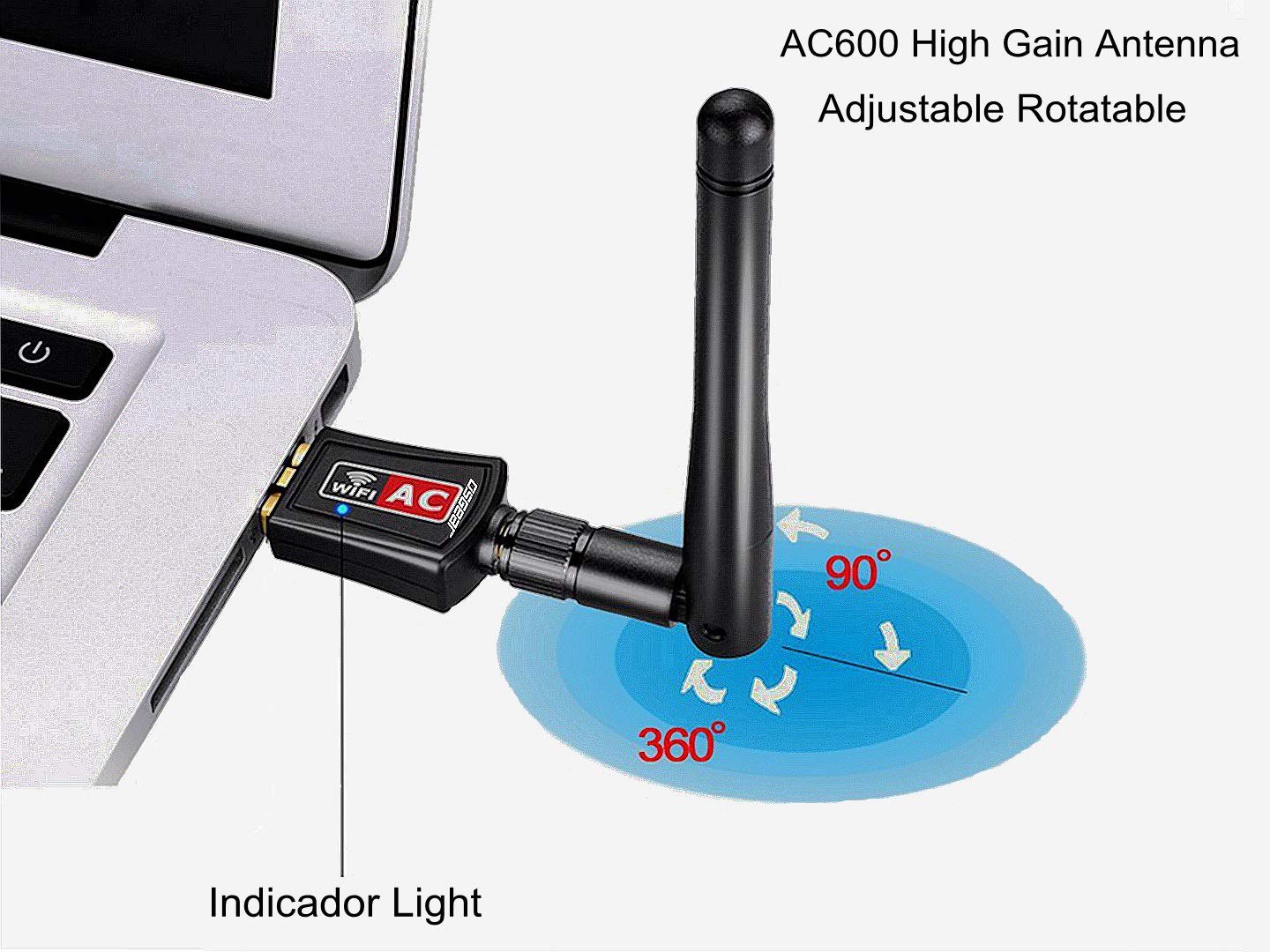 OSGEAR USB WiFi Adapter 600Mbps Wireless Card Network Dongle for PC Laptop Desktop with High Gain 5dBi Antenna Dual Band 802.11a 2.4GHz 150Mbps 5GHz 433Mbps Supports Win10 8 7 XP Vista Mac OS Linux
