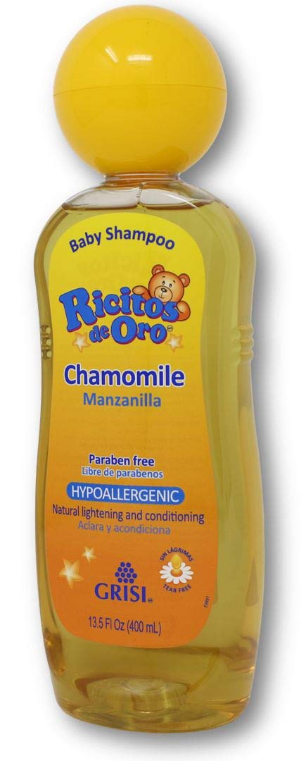 Chamomile Ricitos de Oro Shampoo| Baby Shampoo with Pop-Up Rattle Cap, Paraben Free Product for Baby’s Delicate Hair; 13.5 Fl Ounces