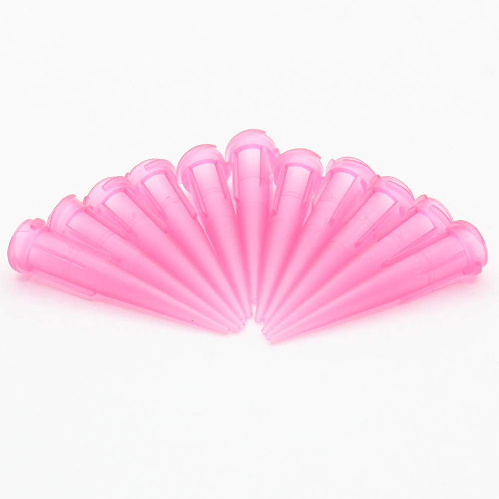 Brostown 100pcs 20Ga TT Dispensing Glue Tips Assorted Plastic Conical Smoothflow Tapered Needles for Pet Adhesive Glue Tube