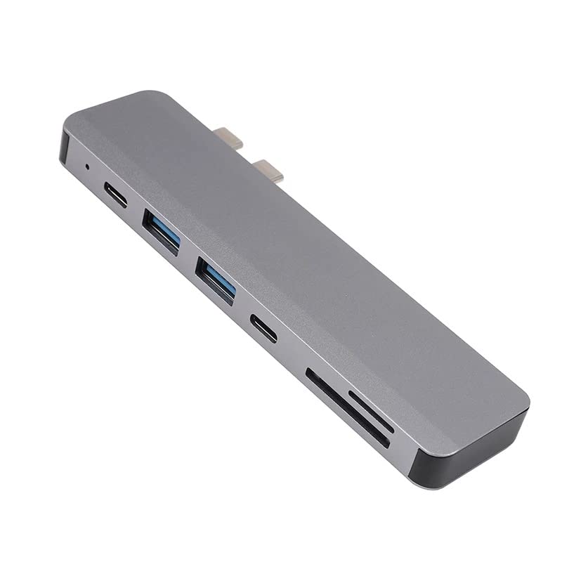 7 in 2 Dongle USB C Hub Adapter with 4K HDMI USB A 3.0 Ports SD TF Card Readers for Laptops (Gray)