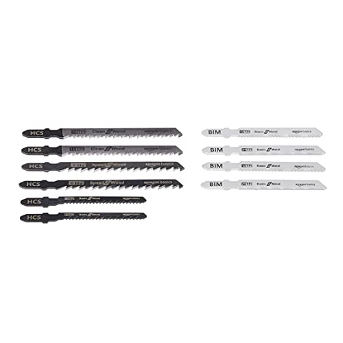 Amazon Basics Assorted T-Shank Jigsaw Blades Set, 10-Pieces