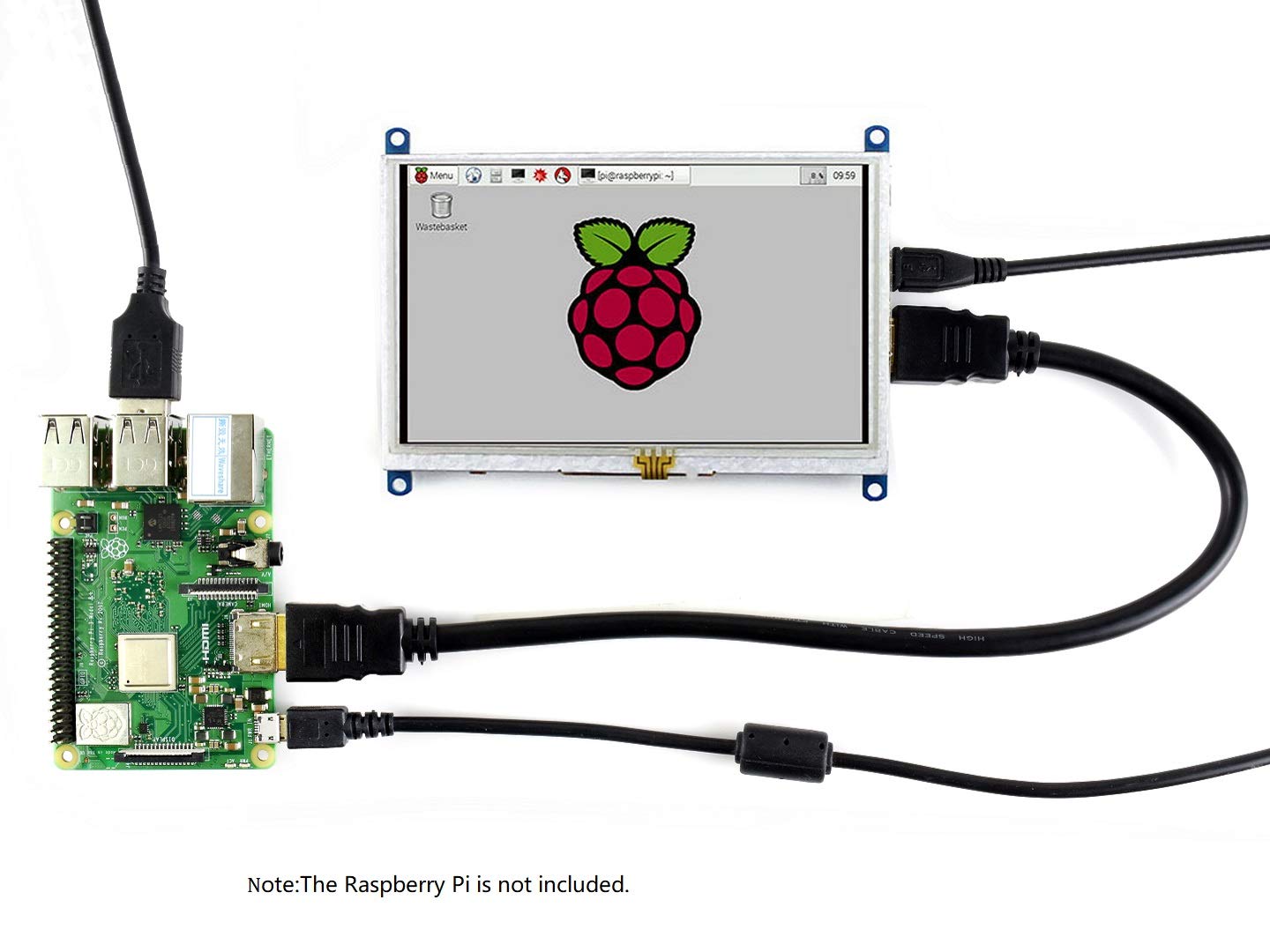 5inch HDMI LCD (B) for Raspberry Pi 800x480 Resolution Resistive TFT Touch Screen Display HDMI Interface for Raspberry Pi 3/2/1 Model B B+ A+ Zero, BB Black, PC Various Systems Windows 10/8.1/8/7