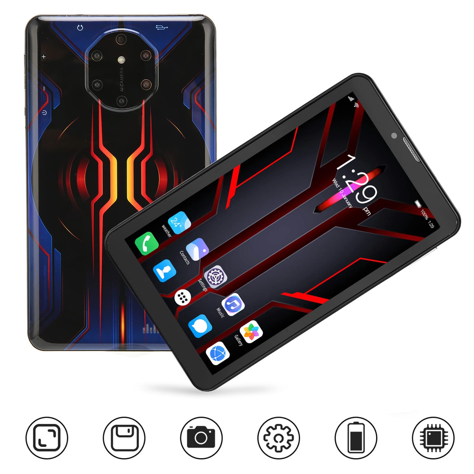 7 Inch Calling Tablet, Anti Blue Light Dazzling Orange HD Tablet Octa Core 1960x1080 for 10.0 US Plug