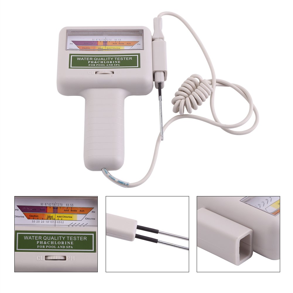 Water Quality Tester, Portable Digital Water PH Tester Level Meter Water Quality Analysis Checker for Drinking Water Swimming Pool Spa Water (1.2 to1.7 ppm, PH 7.2 to 7.8)