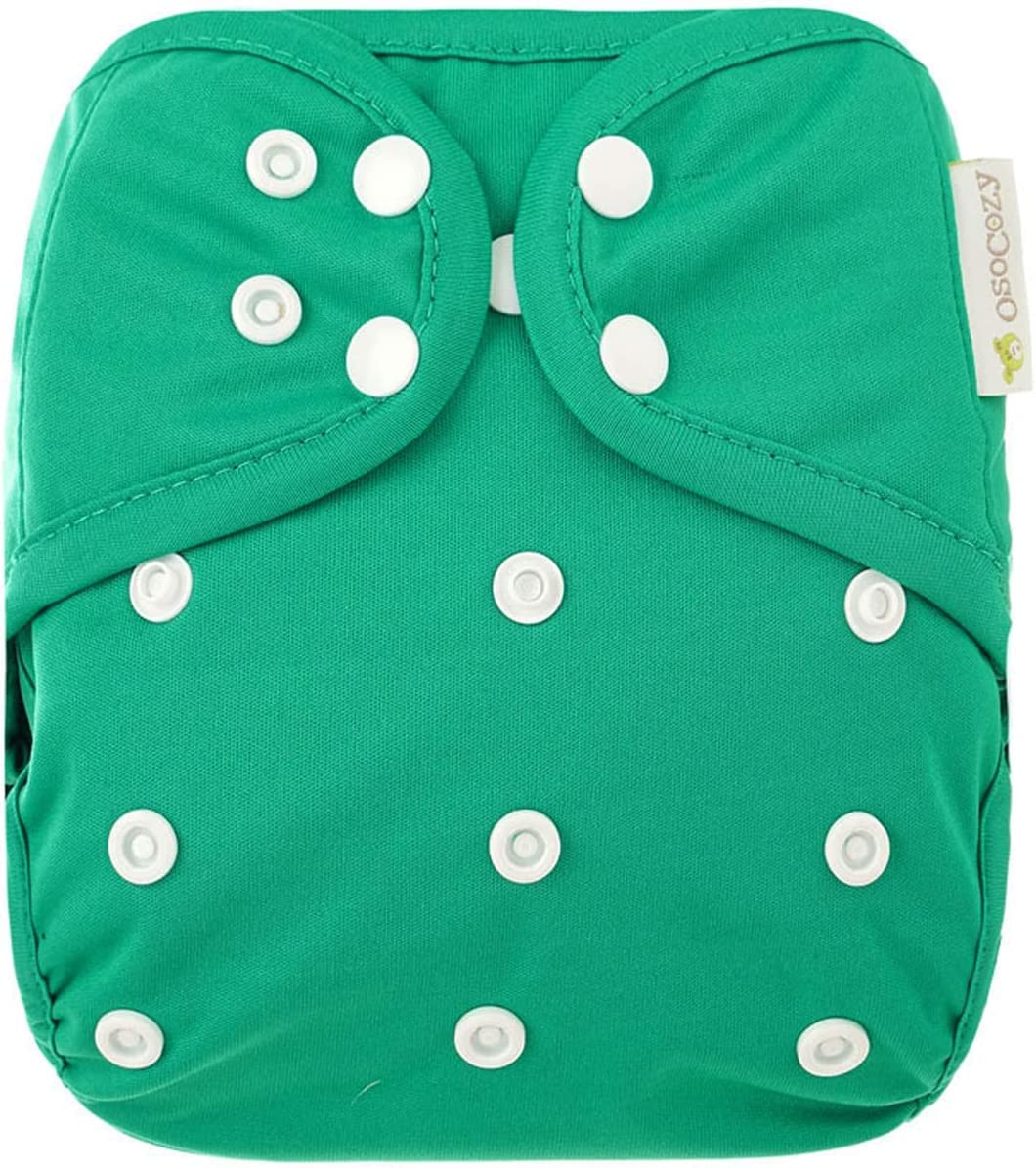 OsoCozy Economy Prefold Cloth Diaper Package - 3 Dozen Infant 4x8x4 Unbleached 100% Cotton Prefold Diapers (7-15 lbs) & 4 One-Size Diaper Covers (2 Blueberry and 2 Green)