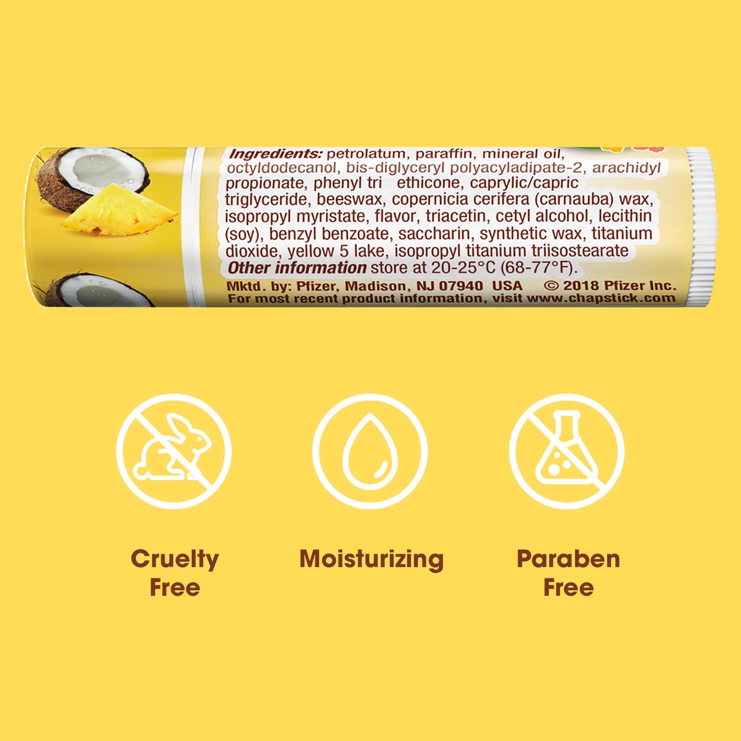Chapstick Limited Edition Tropical Paradise Collection Aloha Coconut Flavored Skin Protectant Lip Balm Tube - Great for Moisturizing & Hydrating Chapped, Cracked, Dry Lips – 0.15oz Each, 12 Sticks