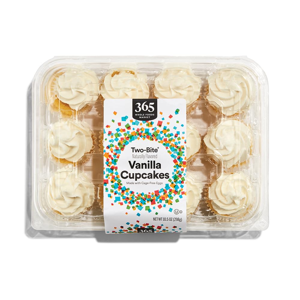 365 by Whole Foods Market, Cupcakes Vanilla Two Bite, 10.5 Ounce
