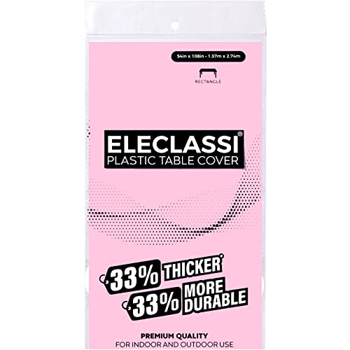 Pink 6 Pack Premium Disposable Plastic Tablecloth 54 x 108 In - Plastic Table Cloths for Parties Disposable Tablecloth for Rectangle Tables Up To 8 Ft - Rectangle Tablecloth - Pink Tablecloth