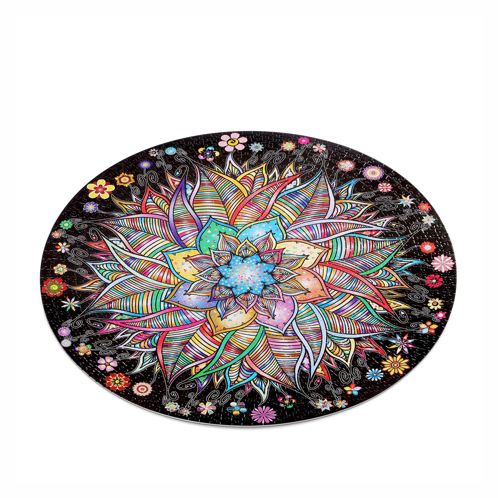 Bgraamiens Puzzle-Flower Whisper-1000 Pieces Round Puzzle Color Challenge Jigsaw Puzzles for Adults and Kids