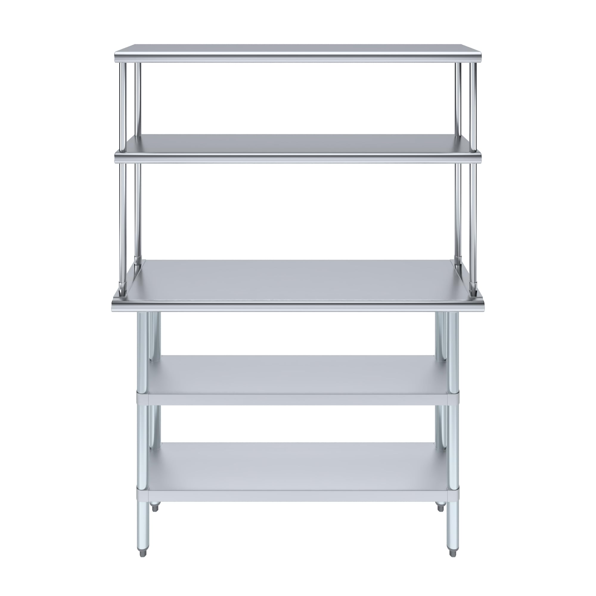 Amgood Stainless Steel Work Table with 2 Shelves | Metal Kitchen Prep Table & Shelving Combo (14" x 48" Table with 2 Shelves + 12" Overshelf)