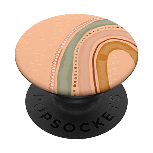 Boho Burnt Orange Half Rainbow Dotted Watercolor Pattern PopSockets Swappable PopGrip