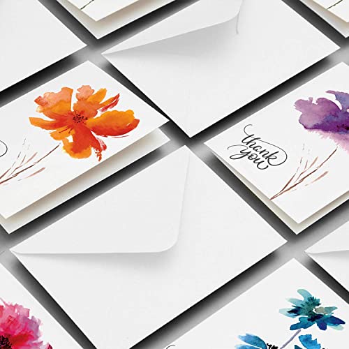 Thank You Cards With Envelopes Bulk 100 Pack - Extra Thick Cards In Beautiful Gift Box.