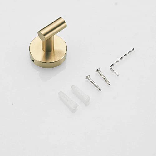 Beelee Gold Towel Hooks for Bathroom 4-Pack Wall Hooks Robe Hooks Brushed Gold Clothes Hooks in SUS 304 Stainless Steel ,BA19507BG-4