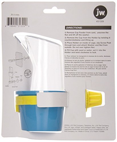 JW Pet Company Clean Cup Feeder and Water Cup Bird Accessory, Medium, Colors May Vary
