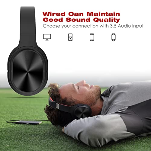 Besom On-Ear Headphones with Microphone Lightweight Folding Stereo Headset Tangle Free Cord, Wired Headphones for Cellphones Smartphone Tablet Laptop Computer MP3/4 (Red)