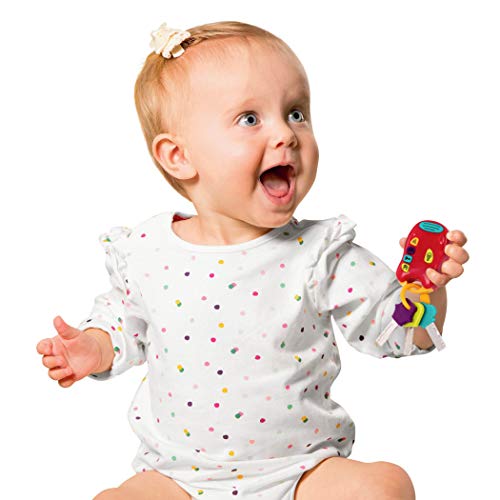Battat Toy Keys – 3 Keys & Remote with 4 Fun Sounds – Mini Flashlight – Toy Car Keys with Fob for Baby, Toddler – Light & Sound Keys – 10 Months + Red, 6 x 1.25 x 7.5 inches